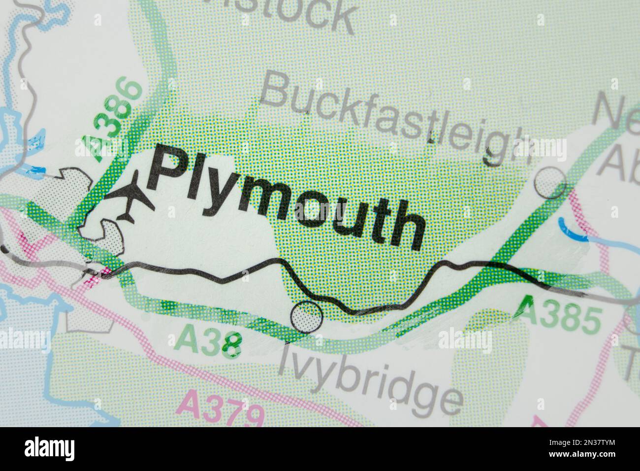 Plymouth, United Kingdom atlas map town name - paint Stock Photo - Alamy