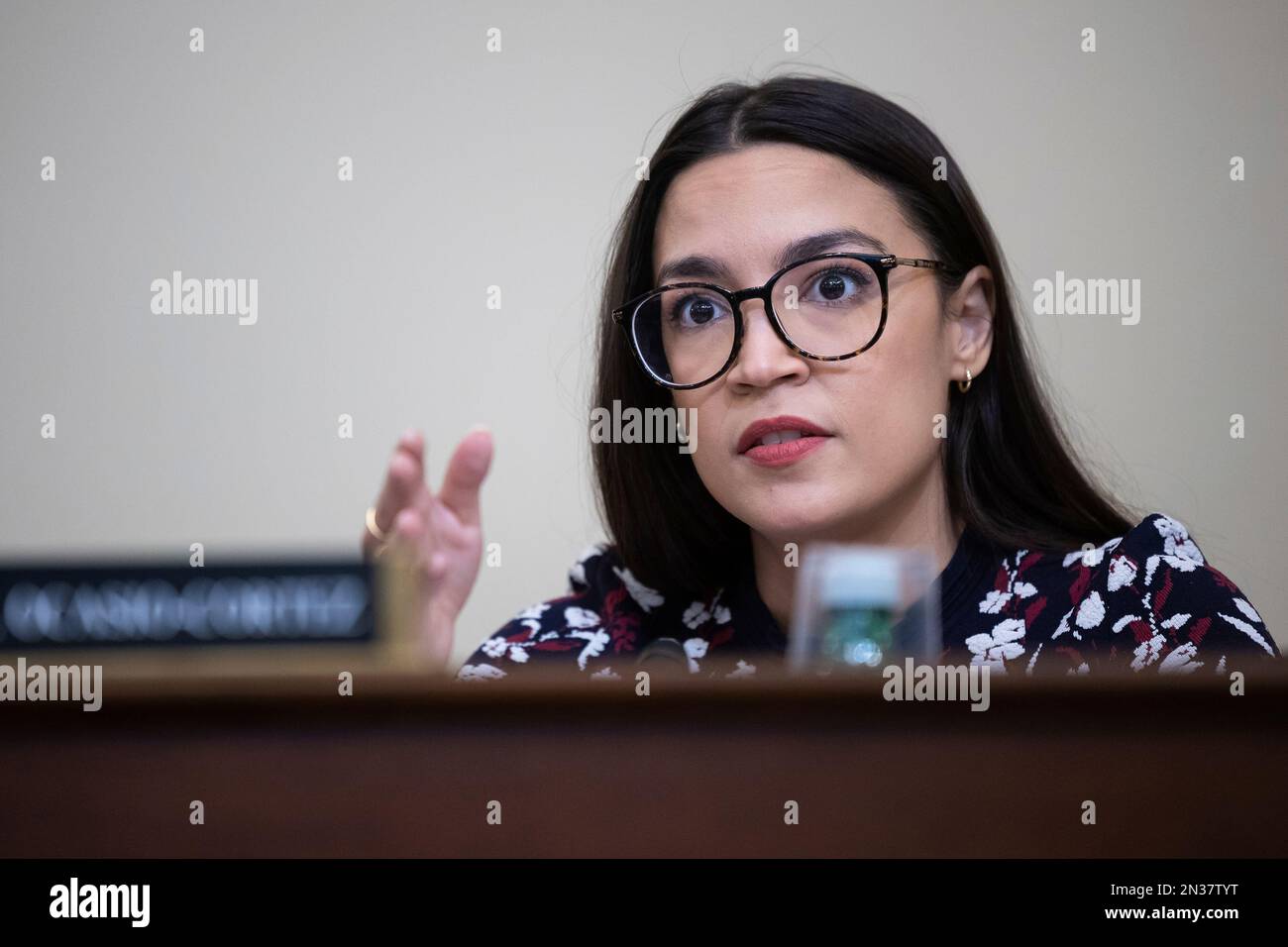 Rep. Alexandria Ocasio-Cortez (D-N.Y.) speaks during a House Natural ...
