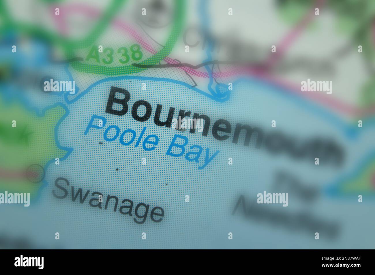 Pool Bay, United Kingdom atlas map town name - tilt-shift Stock Photo ...