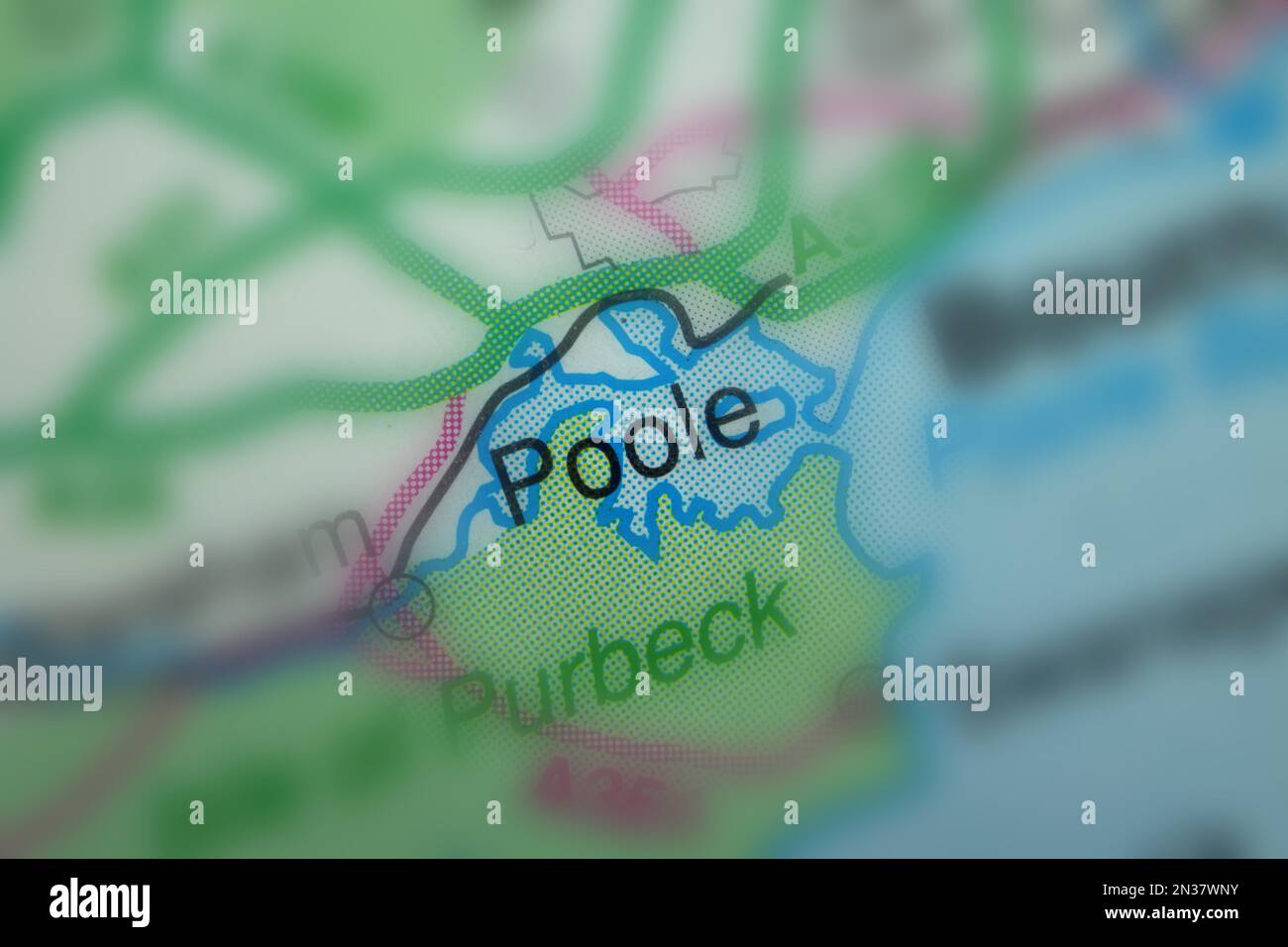 Poole, United Kingdom atlas map town name - tilt-shift Stock Photo - Alamy