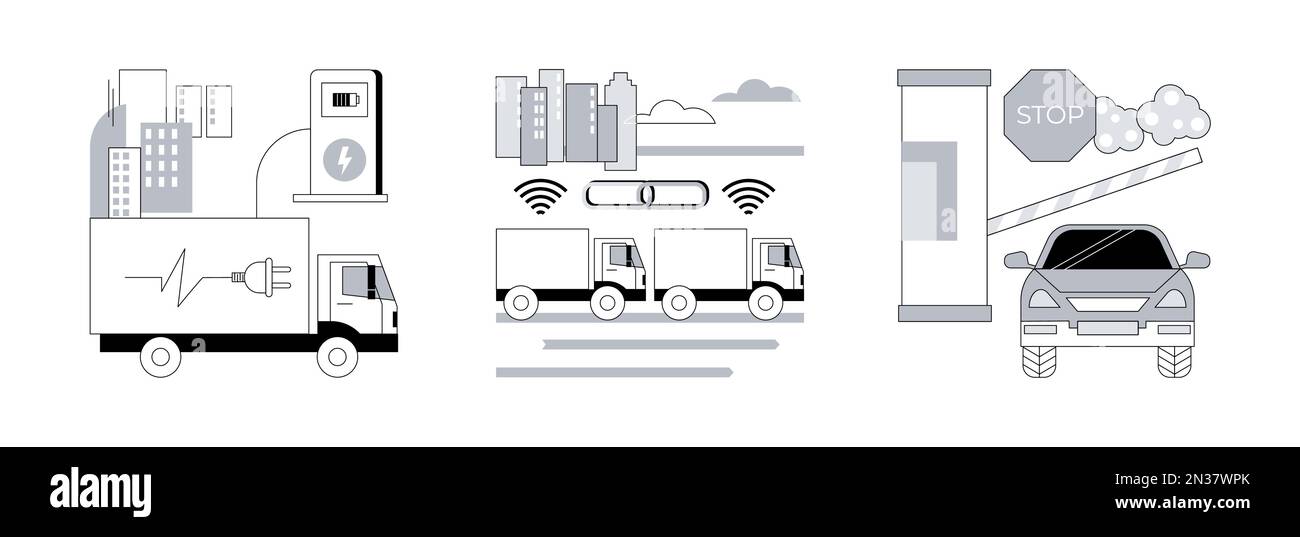 Modern transportation abstract concept vector illustration set ...