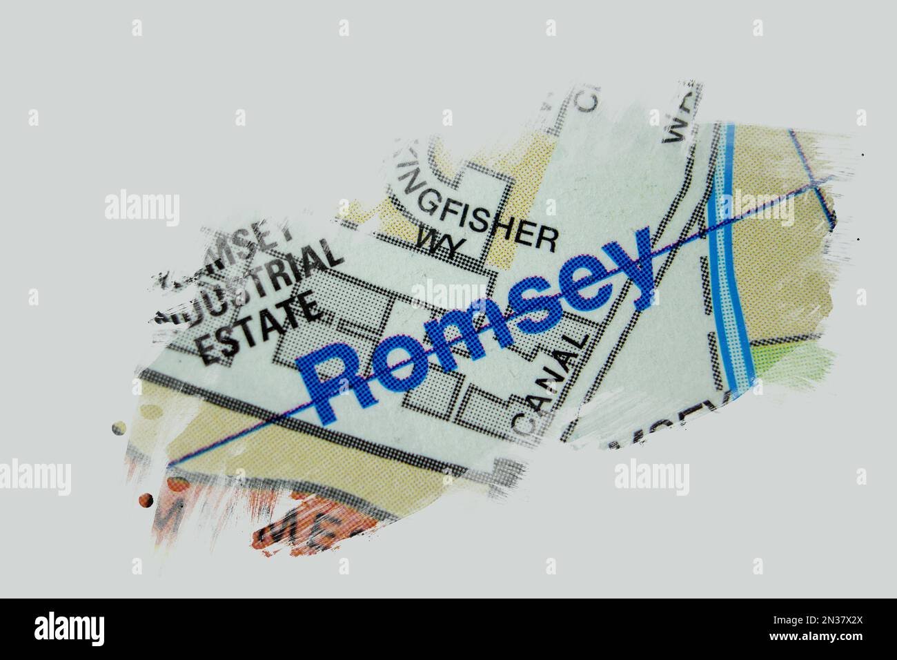 Romsey, Hampshire, United Kingdom atlas map town name - painting Stock ...