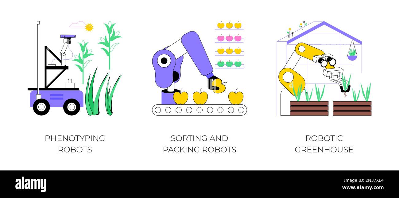 Automation In Agriculture Isolated Cartoon Vector Illustrations Set