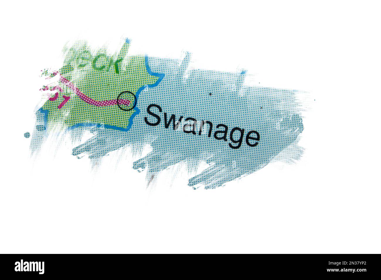 Swanage, United Kingdom atlas map town name - paint Stock Photo - Alamy