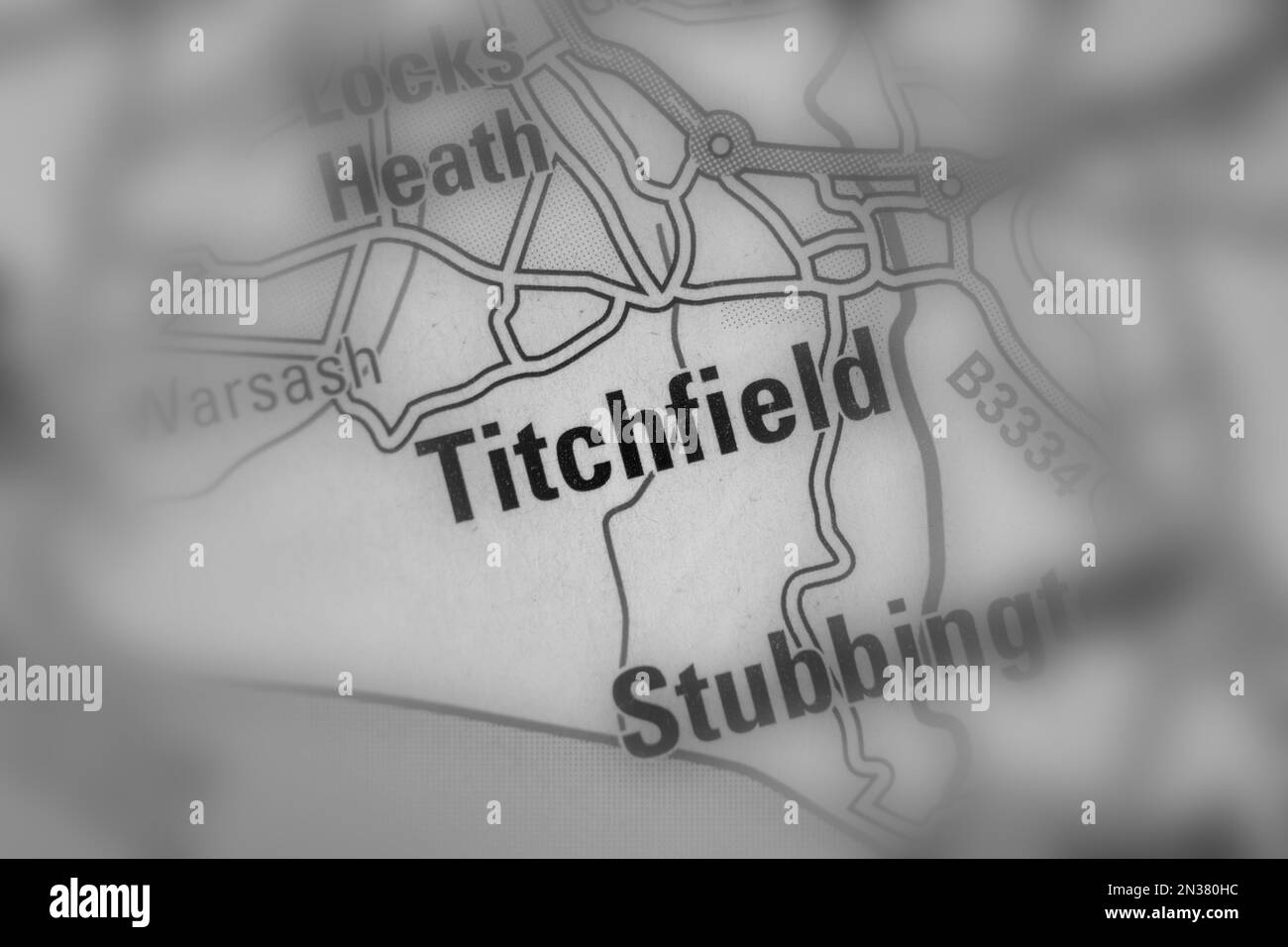 Titchfield, Hampshire, United Kingdom atlas map town name - black and ...