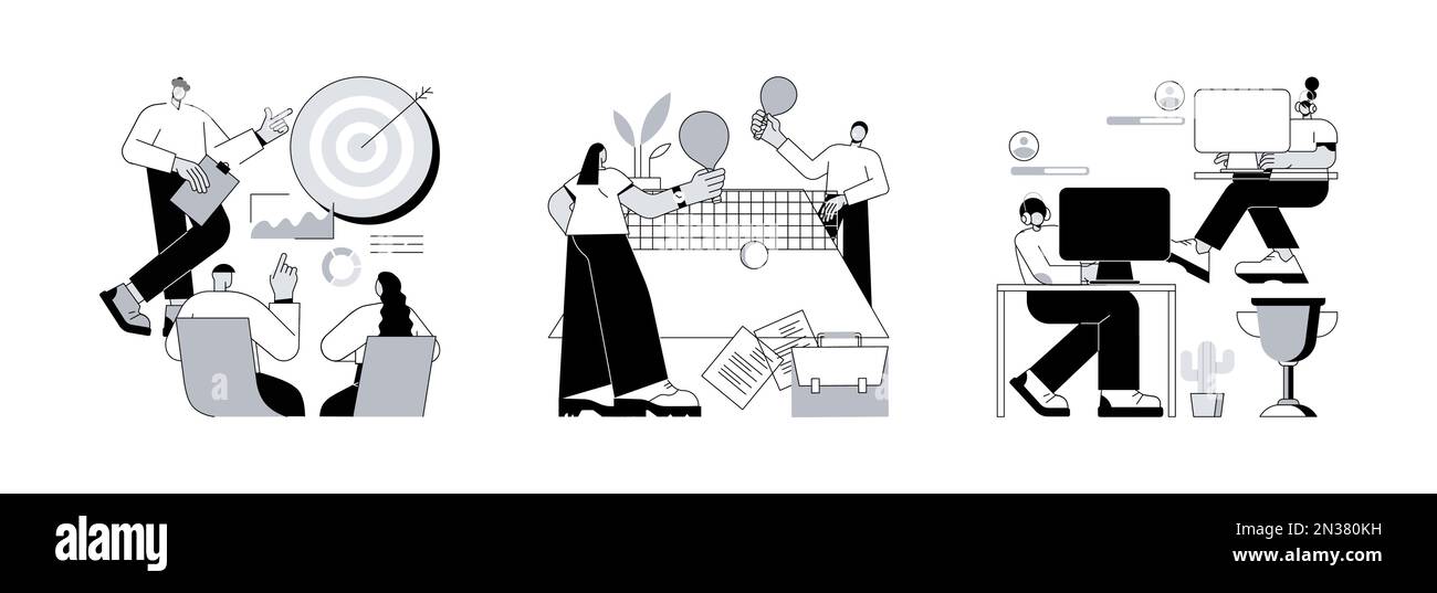 Employee engagement abstract concept vector illustration set. Internal ...