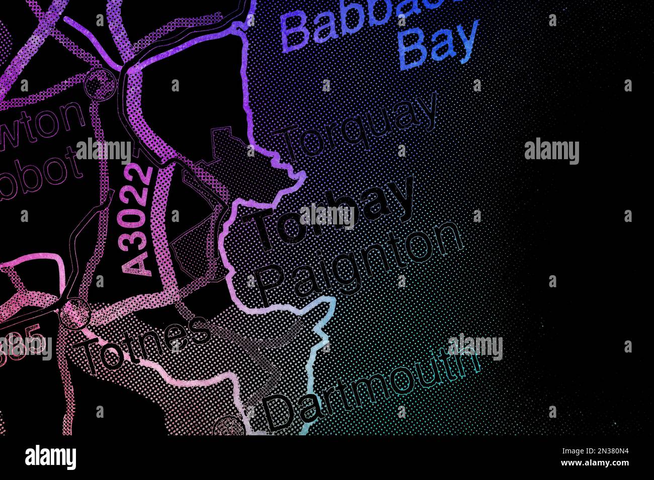 Torbay, United Kingdom atlas map town name - watercolour Stock Photo ...