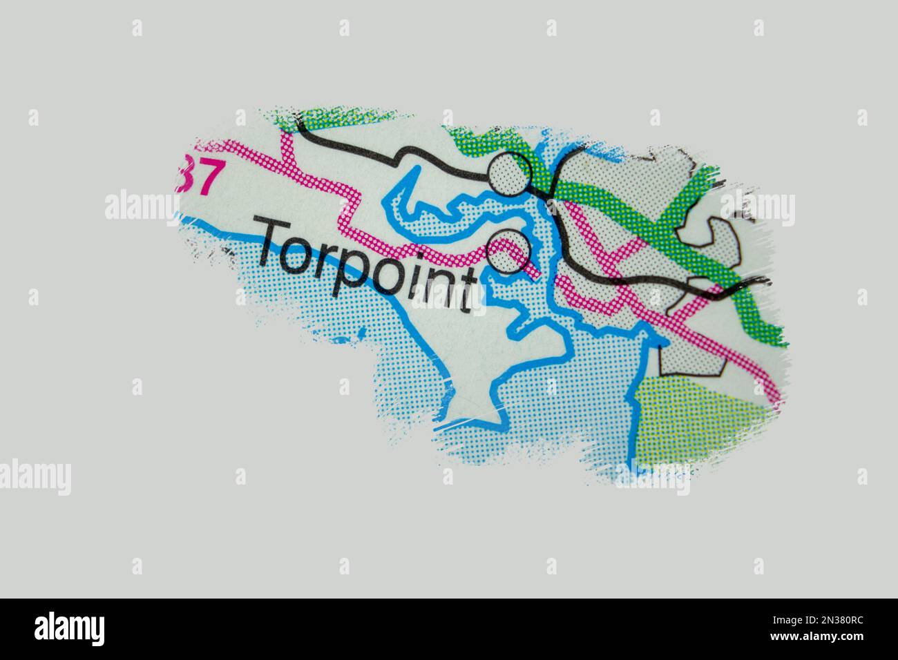 Torpoint, United Kingdom atlas map town name - painting Stock Photo - Alamy