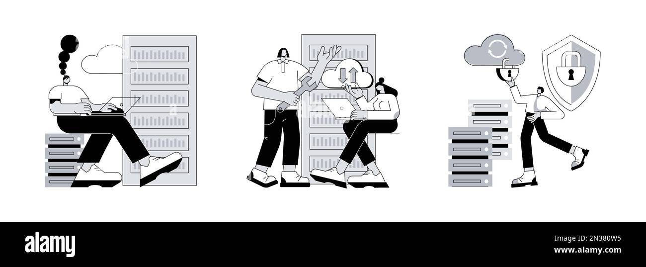 Database Security Abstract Concept Vector Illustration Set Big Data