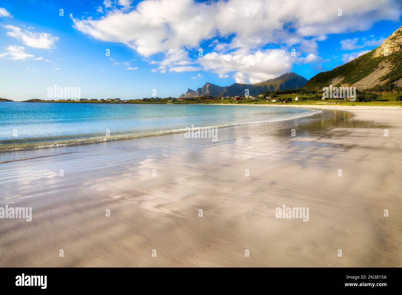 The Beautiful Ramberg Beach on Flakstad Island, Lofoten, Norway Stock ...