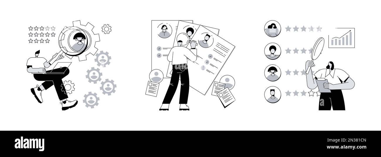 HR and headhunter service abstract concept vector illustration set ...