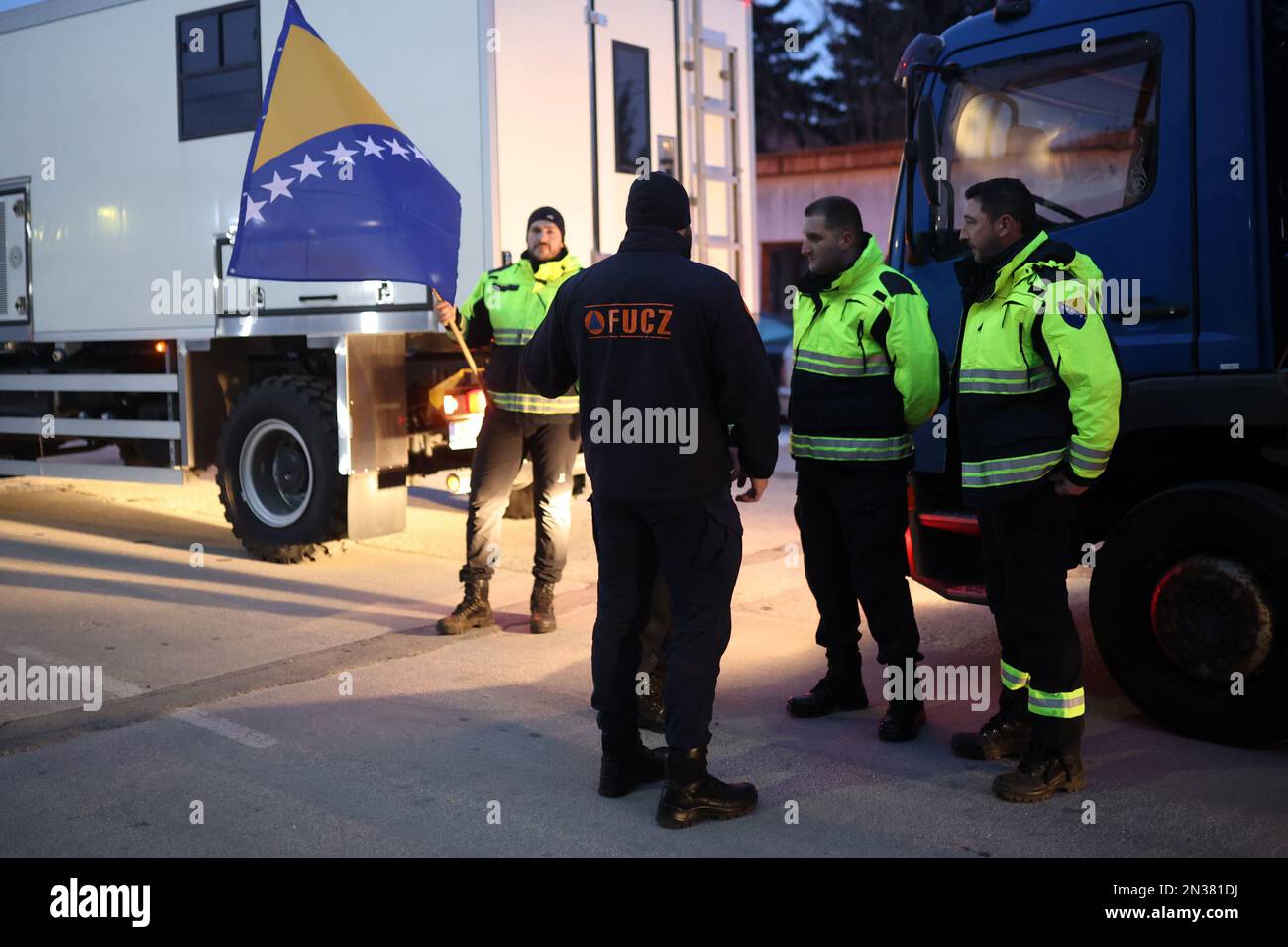 Members of Federal Specialized Rescue (USAR) team prepare to depart to ...