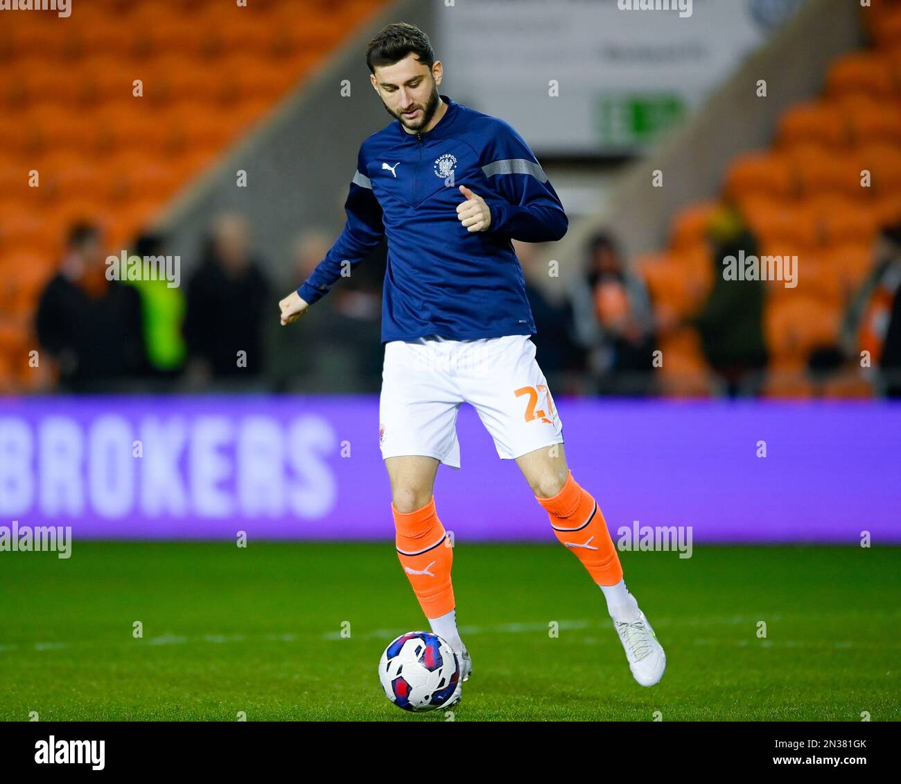 Charlie Goode #27 of Blackpool ahead of the Sky Bet Championship match ...