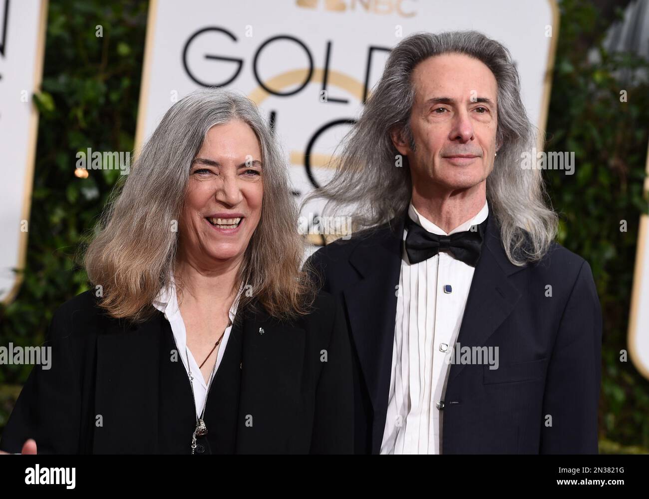 Patti Smith Left And Fred Sonic Smith Arrive At The 72nd Annual Golden Globe Awards At The