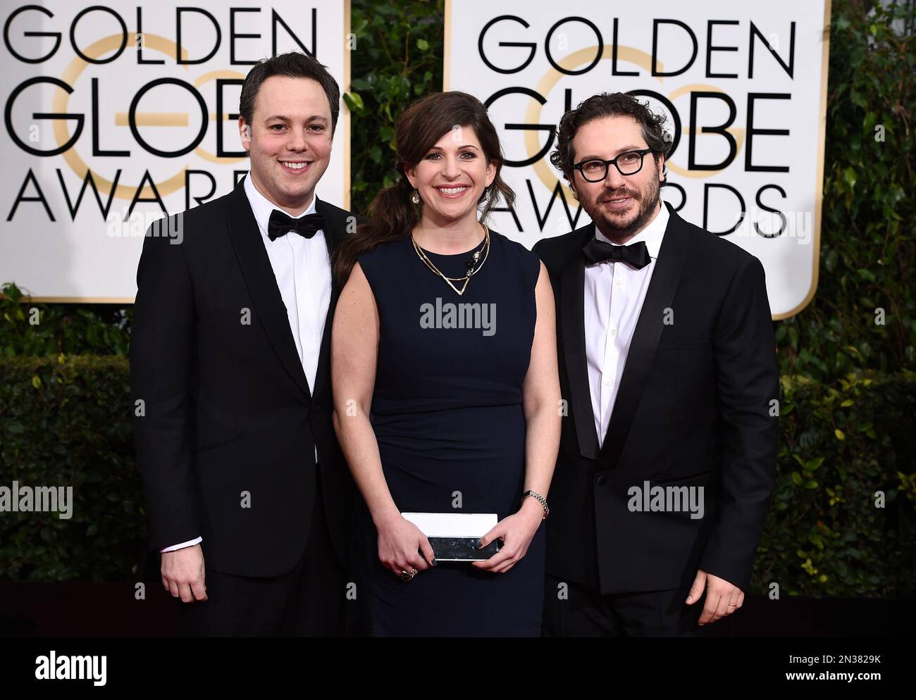 Ido Ostrowsky, from left, Nora Grossman, and Teddy Schwarzman arrive at ...