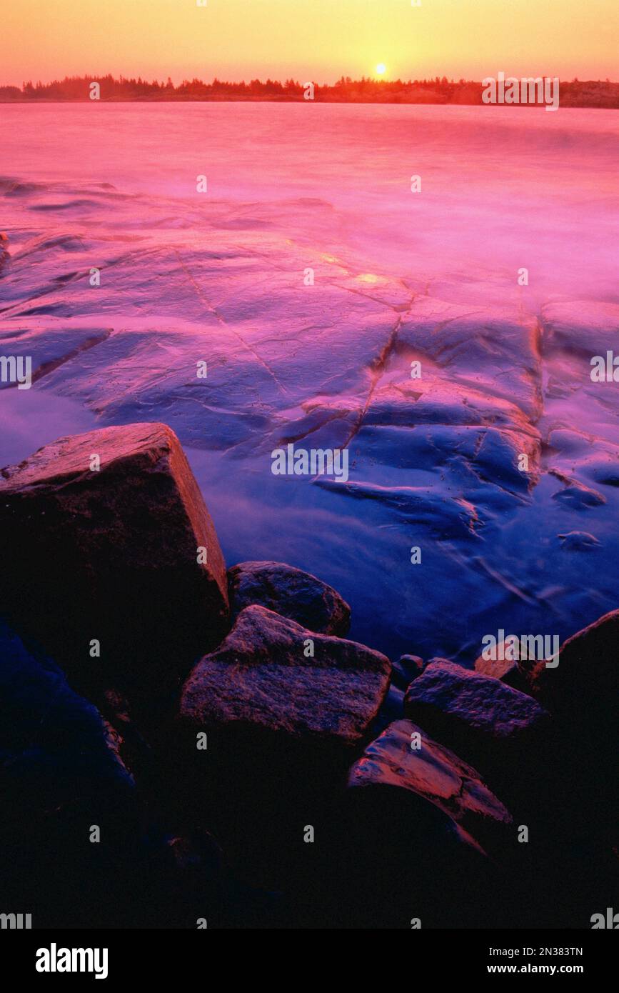 Coastline at Sunrise, Schoodic Point, Acadia National Park Maine, USA ...