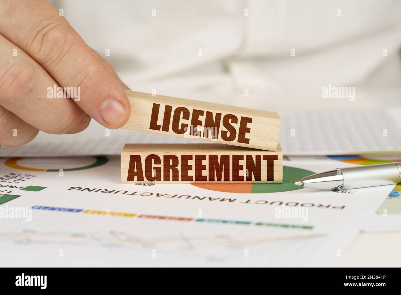 Business concept. On the table are business charts and diagrams in the ...