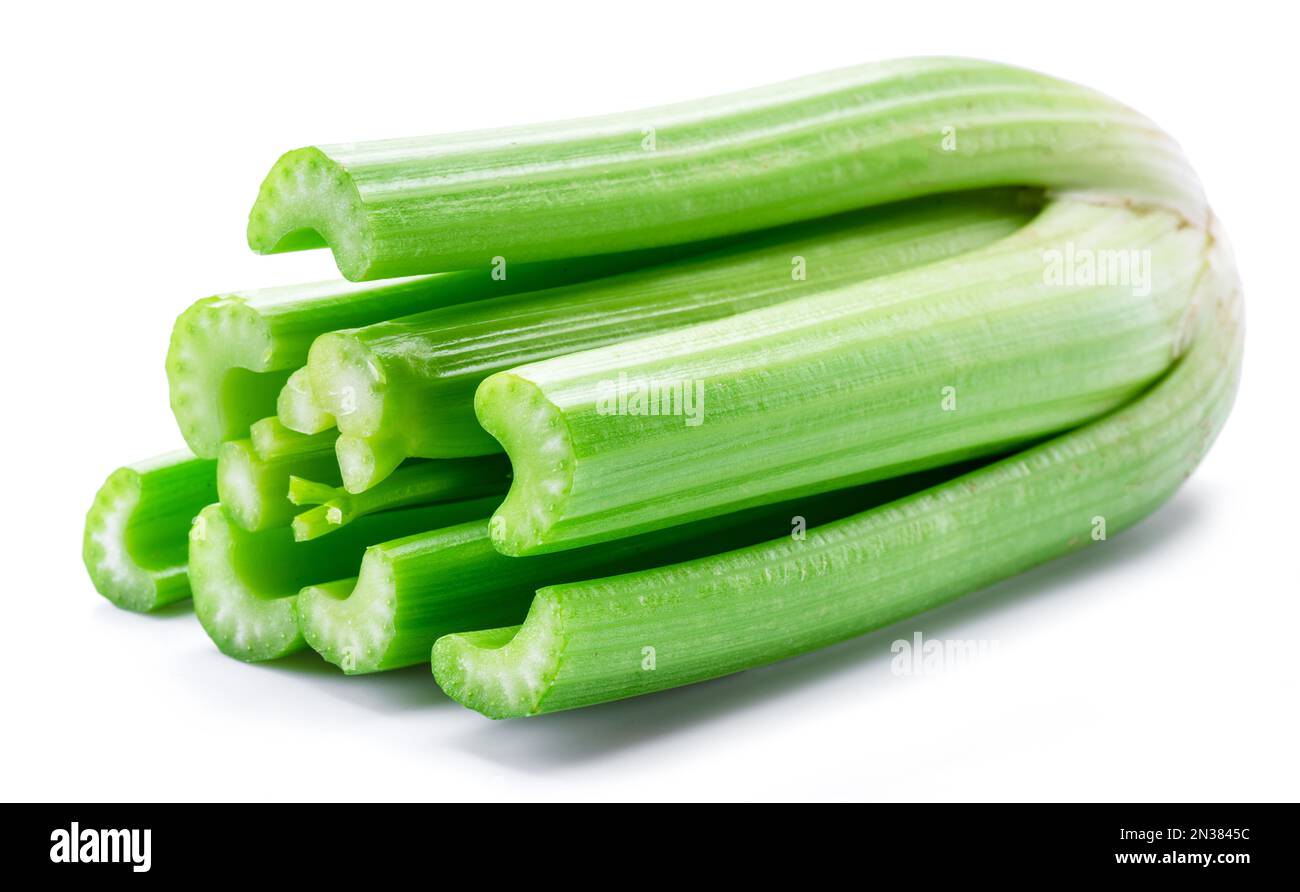 Celery stalk isolated on white background Stock Photo - Alamy
