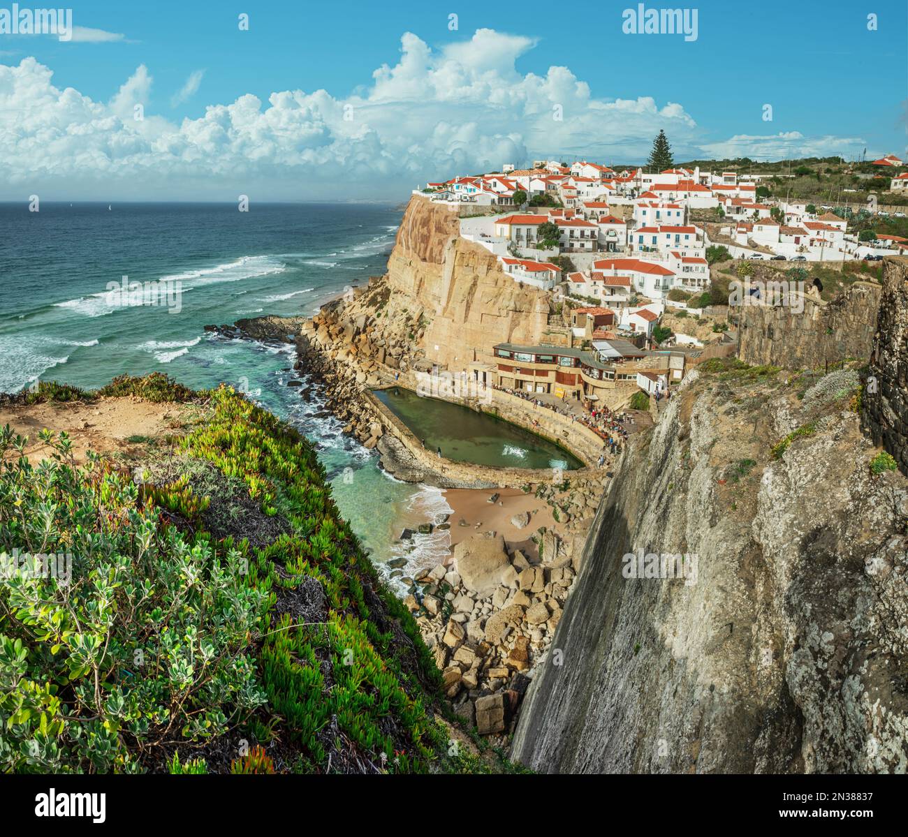 Marvelous view on Azenhas do Mar, small town at Atlantic ocean coast ...