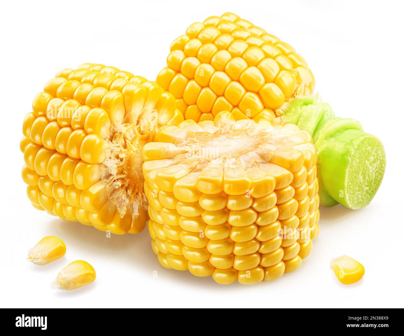 Cuts of maize cob or corn cob isolated on white background Stock Photo ...