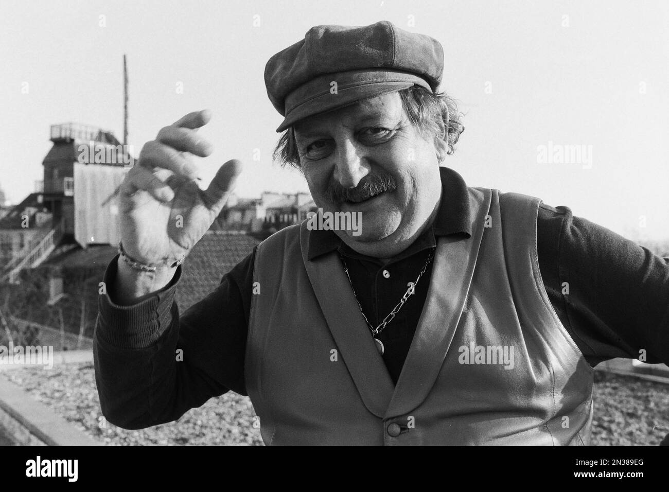 French actor Jacques Fabbri poses at home, Paris, France, 1989 Stock ...
