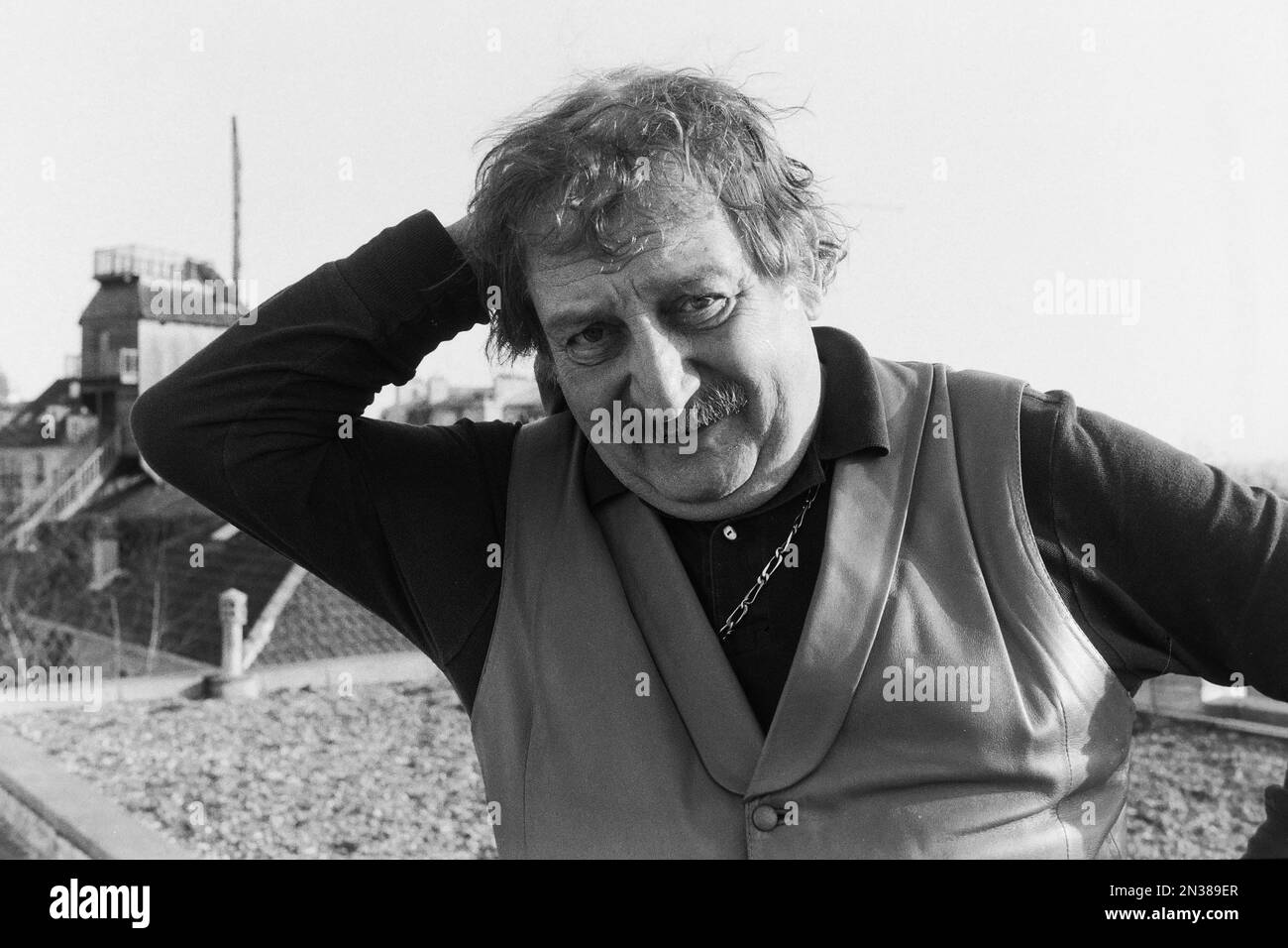 French actor Jacques Fabbri poses at home, Paris, France, 1989 Stock ...