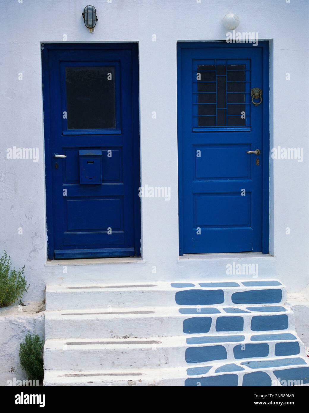 Blue Doors and Steps, Mykonos, Greece Stock Photo - Alamy