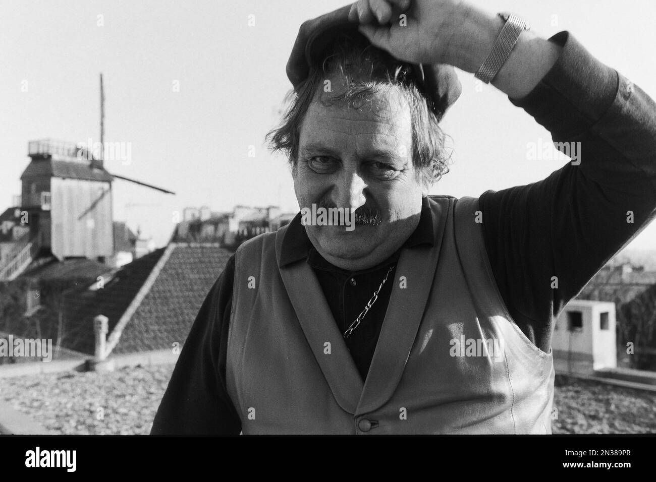 French actor Jacques Fabbri poses at home, Paris, France, 1989 Stock ...
