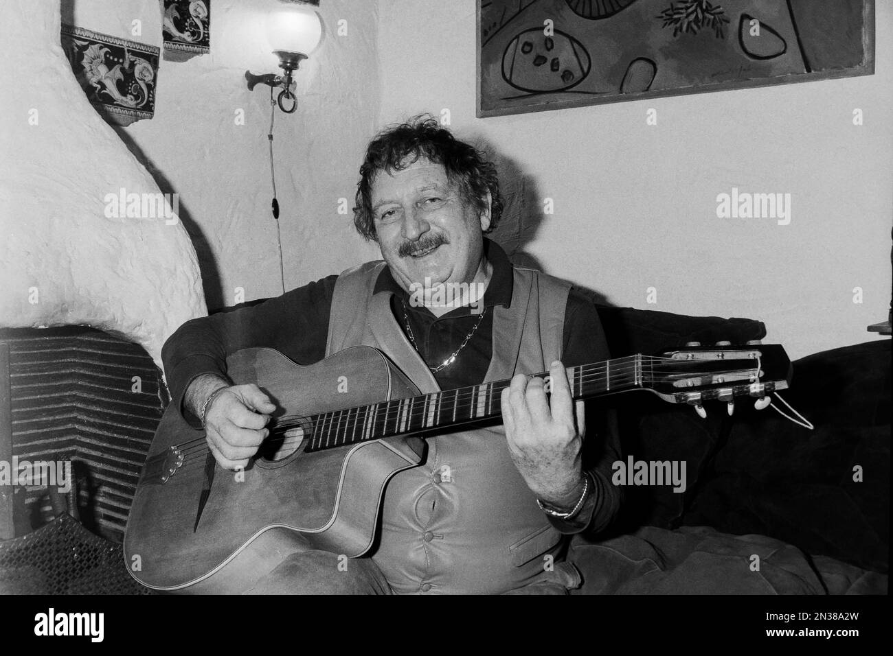 French actor Jacques Fabbri poses at home, Paris, France, 1989 Stock ...