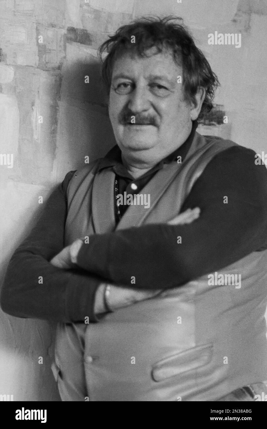 French actor Jacques Fabbri poses at home, Paris, France, 1989 Stock ...