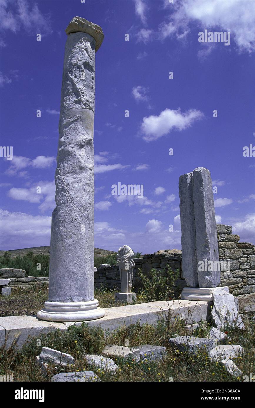 Columns, Archaeological Site at Delos, Greece Stock Photo - Alamy
