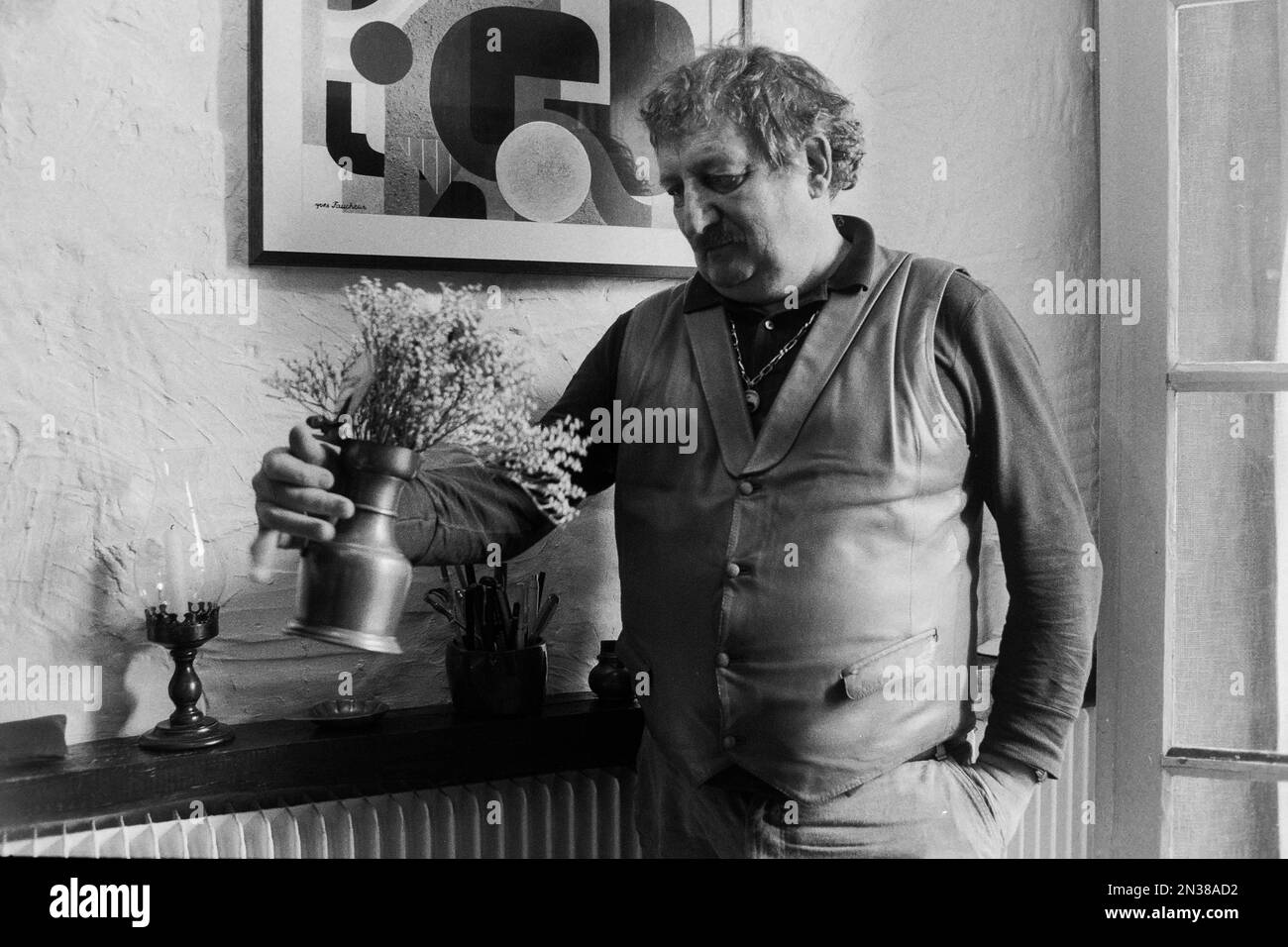 French actor Jacques Fabbri poses at home, Paris, France, 1989 Stock ...