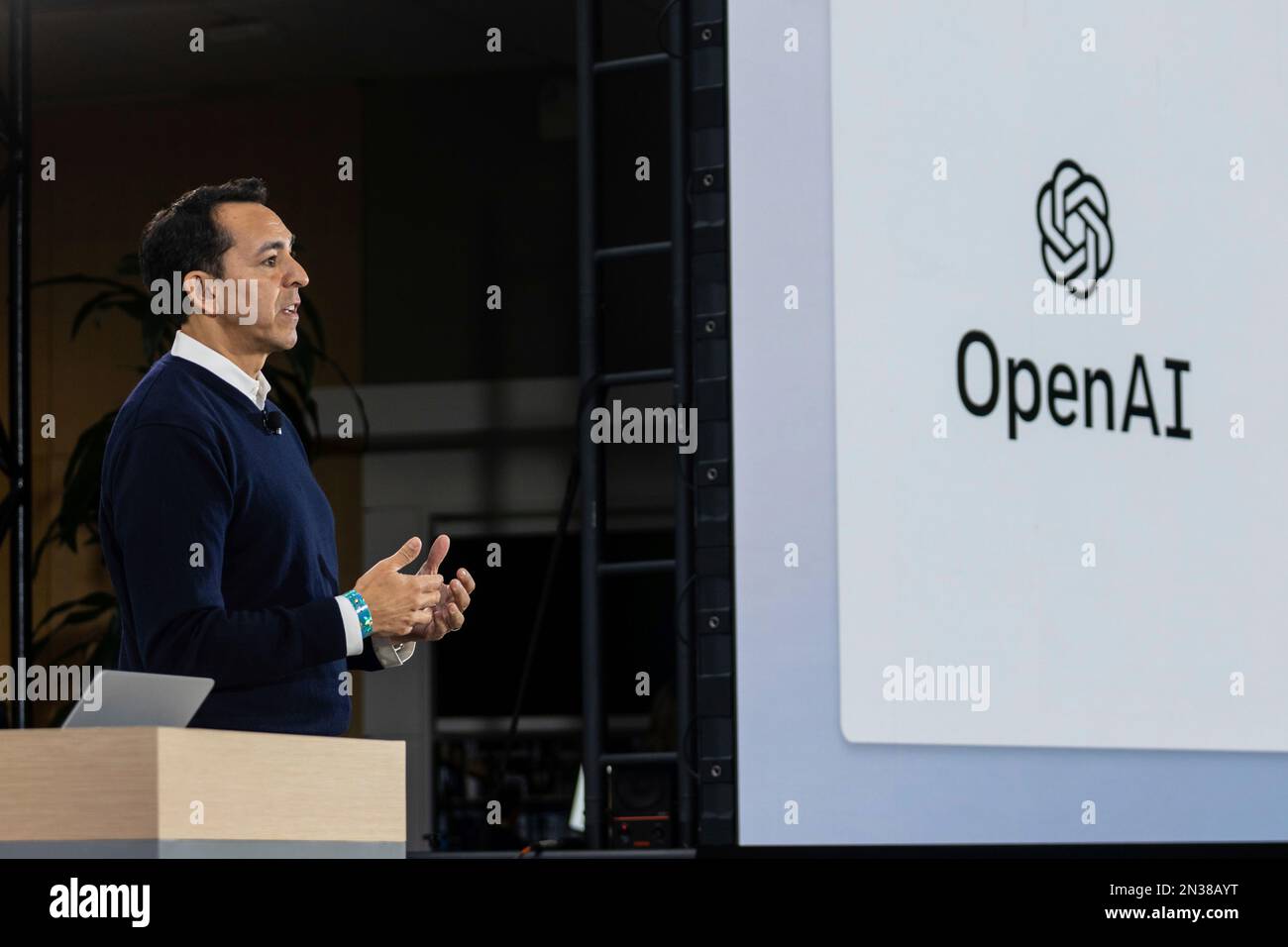 Yusuf Mehdi, Microsoft Corporate Vice President of Search, speaks to ...