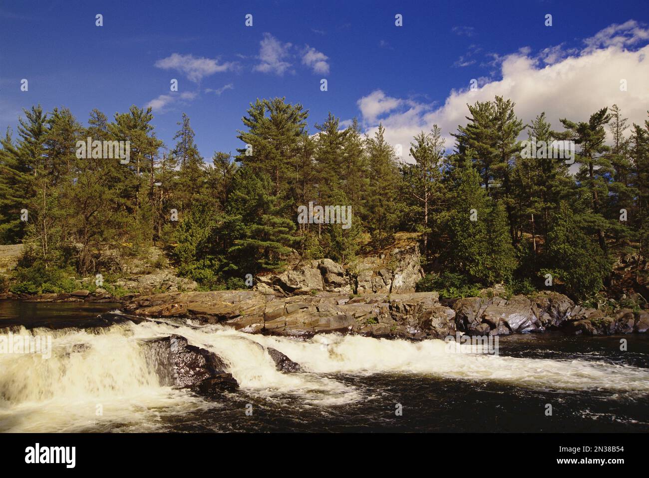Waterfall, Landscape and Trees, Aux Sable River, Chutes Provincial Park ...