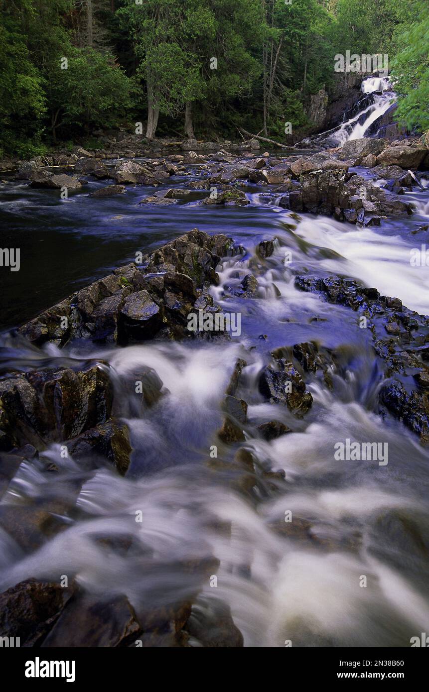 Water Rushing over Rocks, Rainbow Falls Provincial Park, Ontario ...