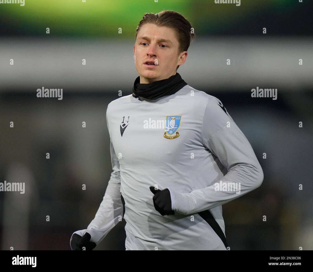 George Byers #14 of Sheffield Wednesday during the warm up before the ...