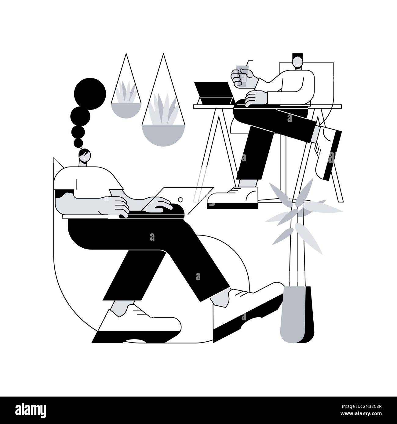 Biophilic design in workspace abstract concept vector illustration ...