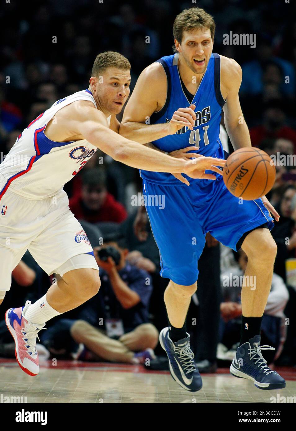 Los Angeles Clippers forward Blake Griffin, left, intercepts a pass for ...