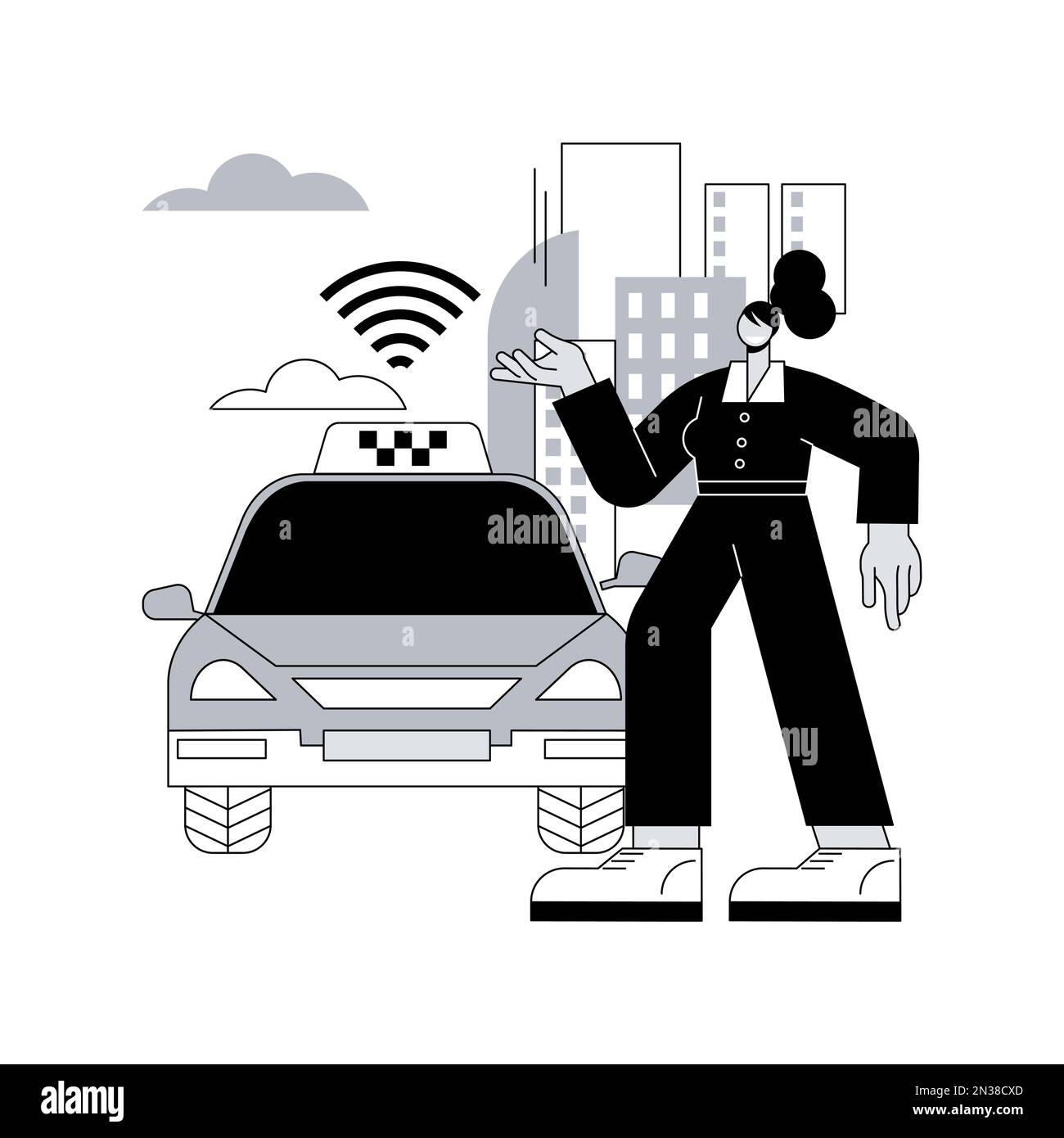 Autonomous taxi abstract concept vector illustration. Self driving taxi ...