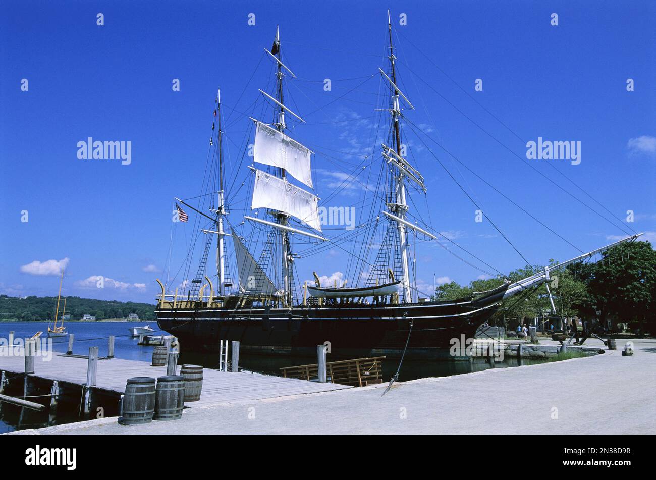 Ship at Dock, Mystic Seaport, Mystic, Connecticut, USA Stock Photo - Alamy