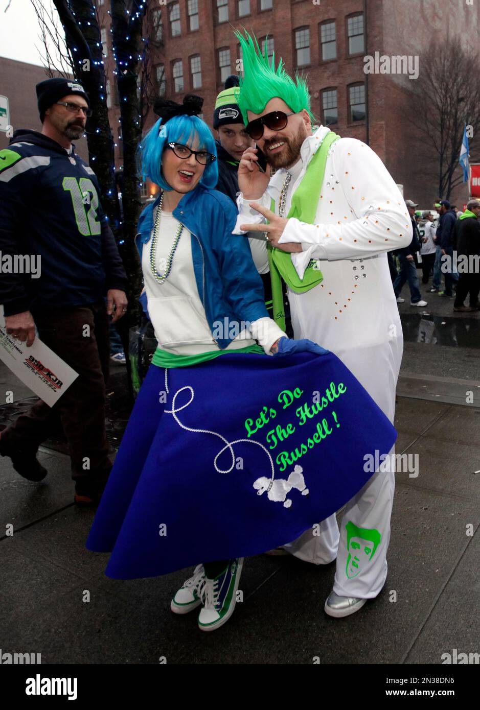 Seattle Seahawks fans stand outside of CenturyLink Field before an NFL ...