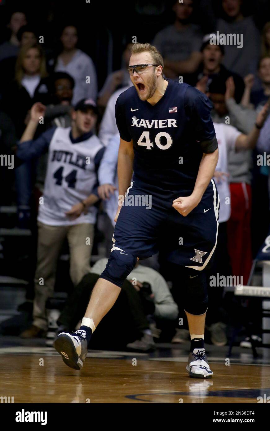 Xavier center Matt Stainbrook (40) reacts after making a shot during ...