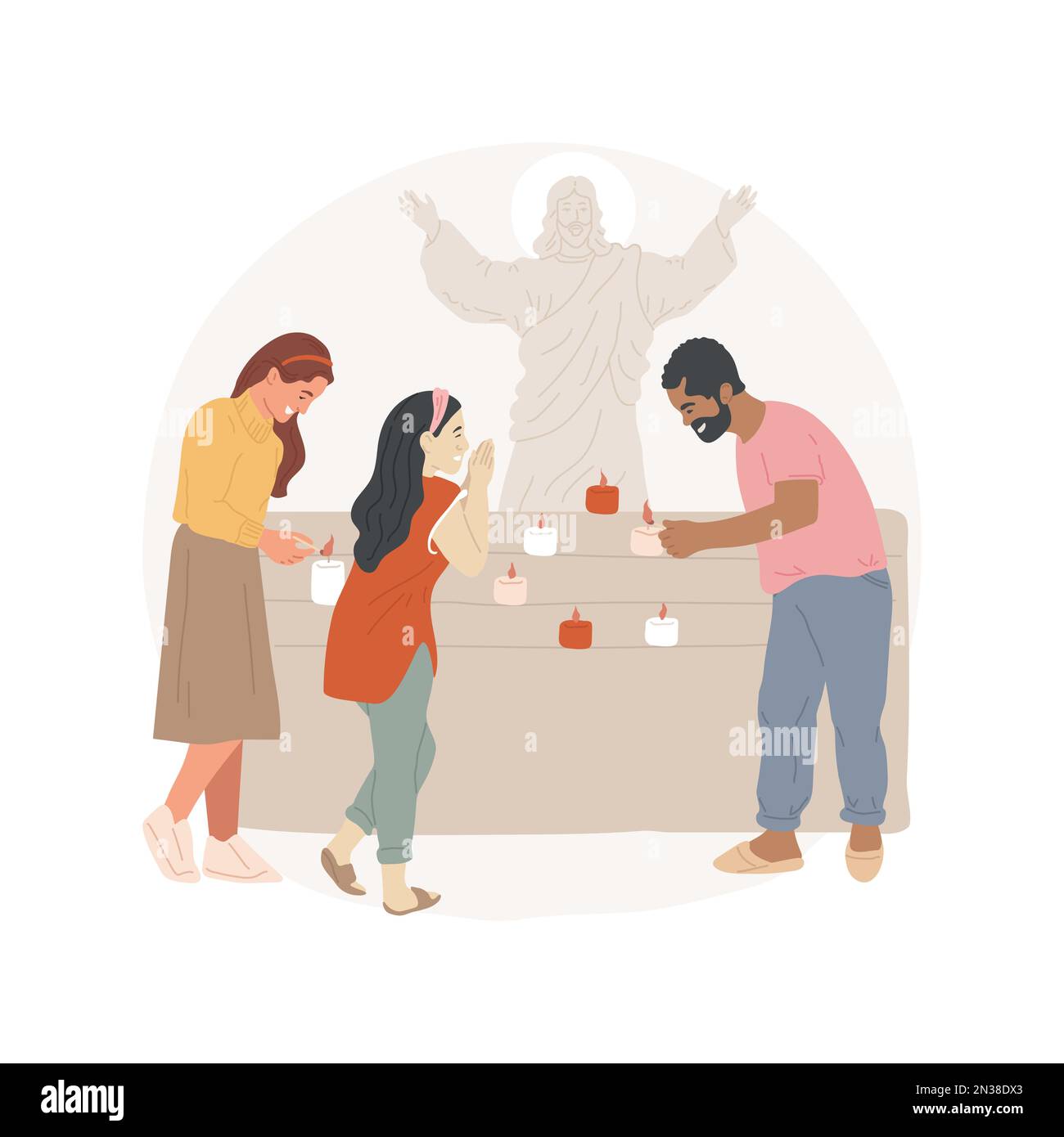 Ascension Day isolated cartoon vector illustration. Diverse Christian ...