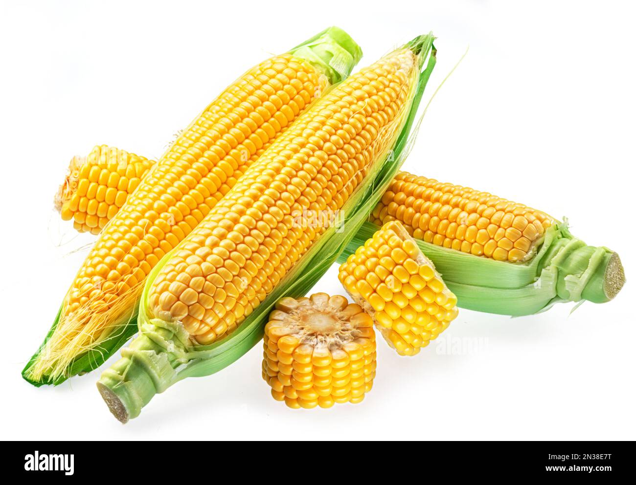 Maize cobs or corn cobs isolated on white background Stock Photo - Alamy