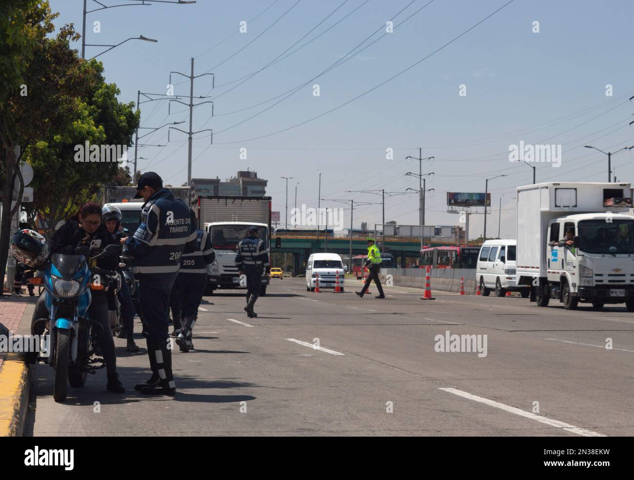 BOGOTA, COLOMBIA - FEBRUARY 02 OF 2023 Traffic Police checkpoint at ...