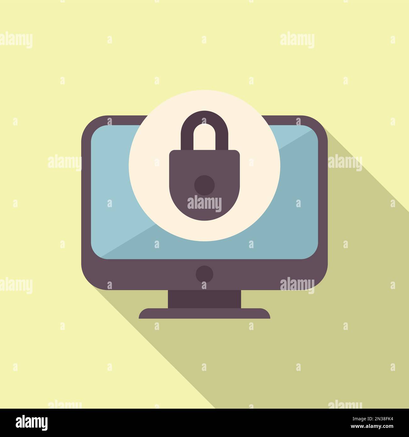 Pc monitor password icon flat vector. Personal login. Laptop app Stock ...