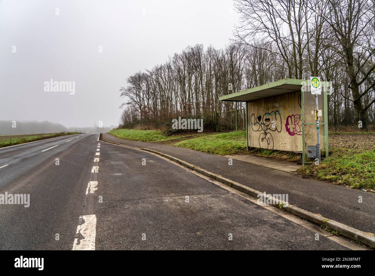 Bus stop, near Unterwestrich, line EK1 village near Erkelenz, public ...