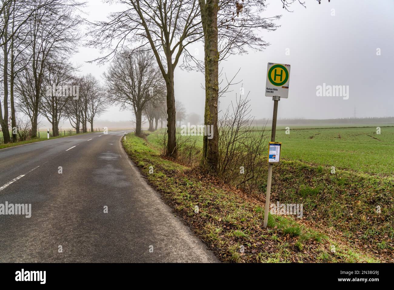 Bus stop, near Kuckum, line EK3 village near Erkelenz, public transport ...