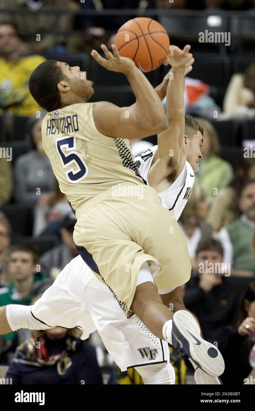 Georgia Tech's Corey Heyward (5) shoots over Wake Forest's Mitchell ...