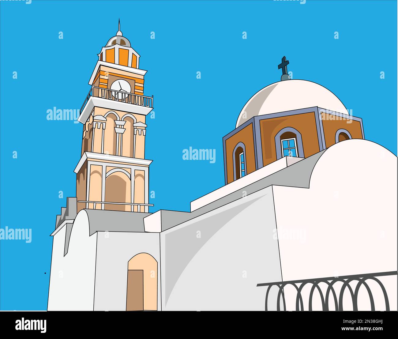 Blue church tower sea Stock Vector Images - Alamy
